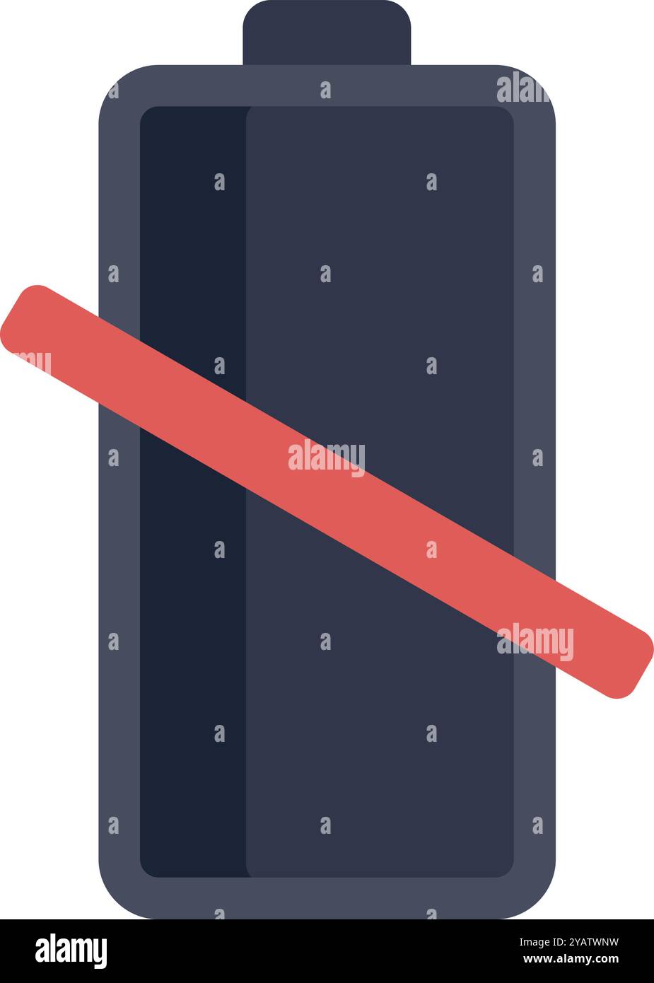 Empty battery with red warning sign, indicating low energy levels and ...