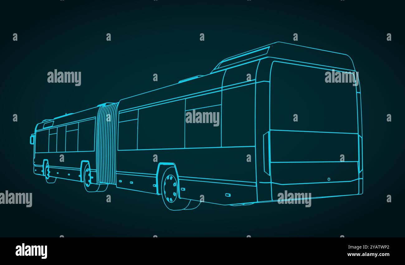 Stylized vector illustration of articulated city bus Stock Vector Image ...