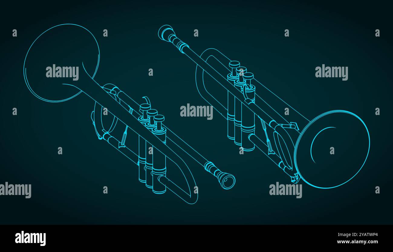 Stylized vector illustration of isometric blueprints of a crookless ...