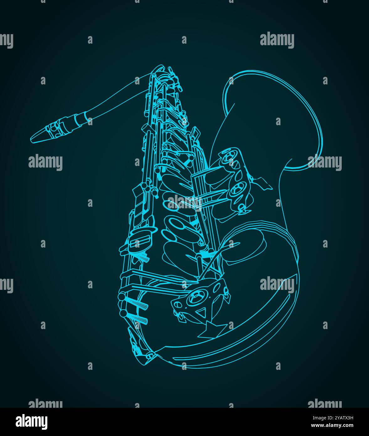 Stylized vector illustration of a tenor saxophone Stock Vector Image ...