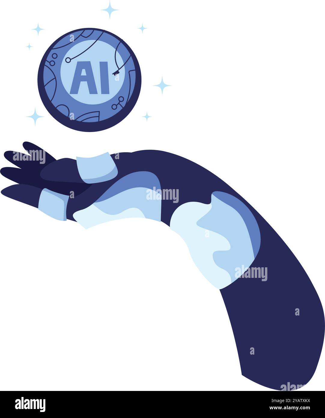 digital ai chip in a robot hand Stock Vector Image & Art - Alamy