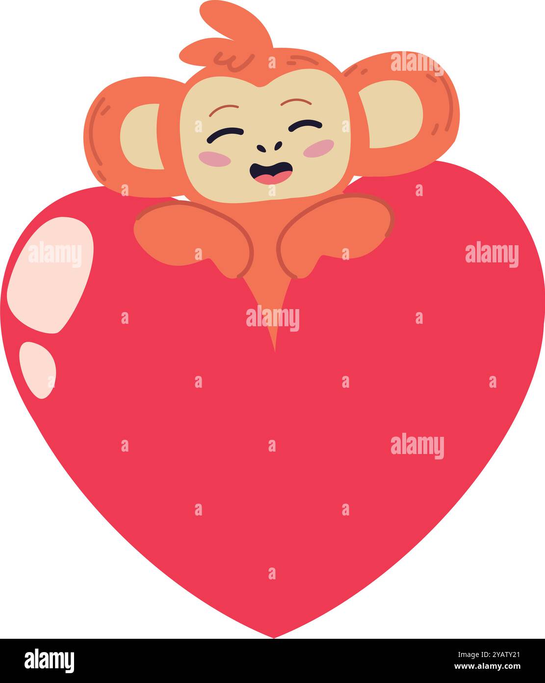 cute monkey in a heart Stock Vector Image & Art - Alamy