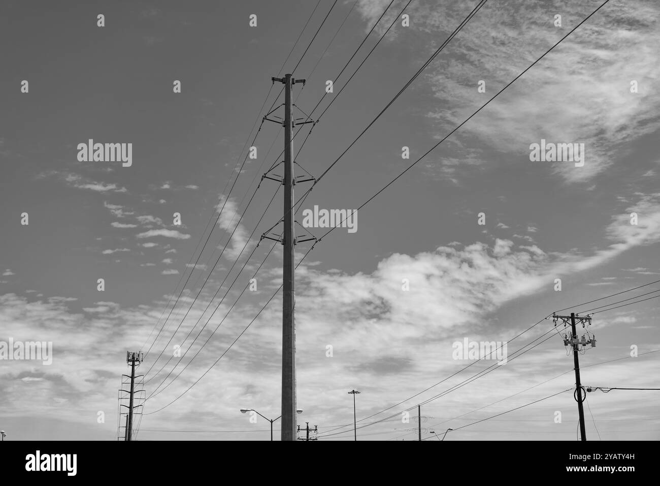 pylon producing energy. voltage transmission on electric tower. high ...