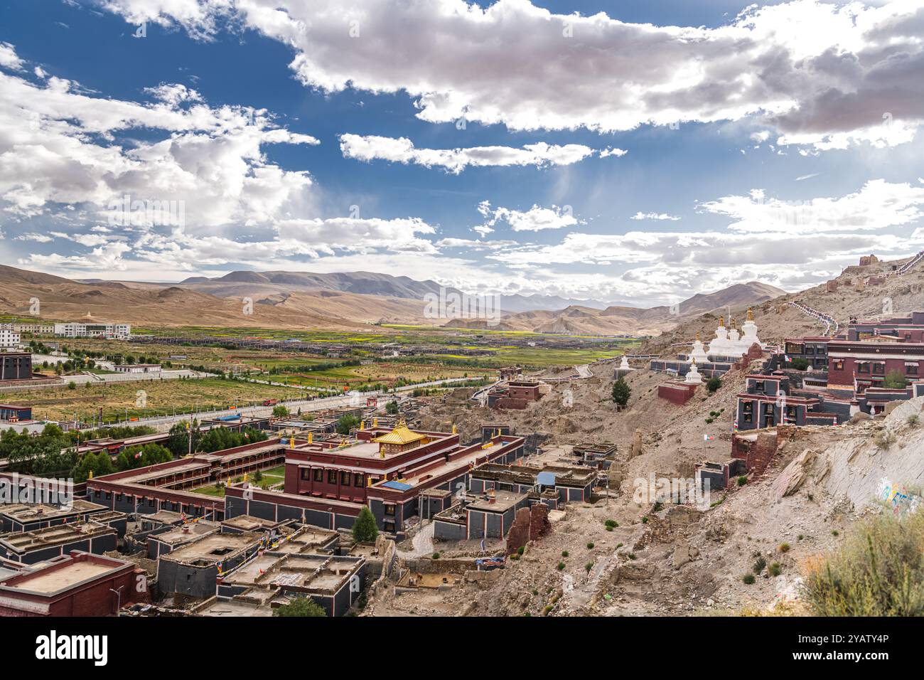 Tibet architecture. Sakya monastery is a pilgrim and tourist ...