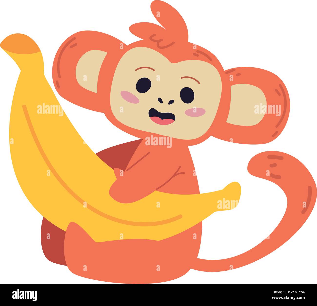 cute monkey eating banana Stock Vector Image & Art - Alamy