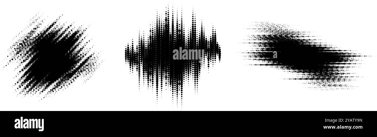 Glitch halftone line element set. Dot texture geometric form collection ...