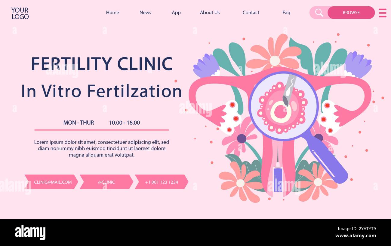 Fertility Clinic In Vitro Fertilization Web Design. Vector illustration ...