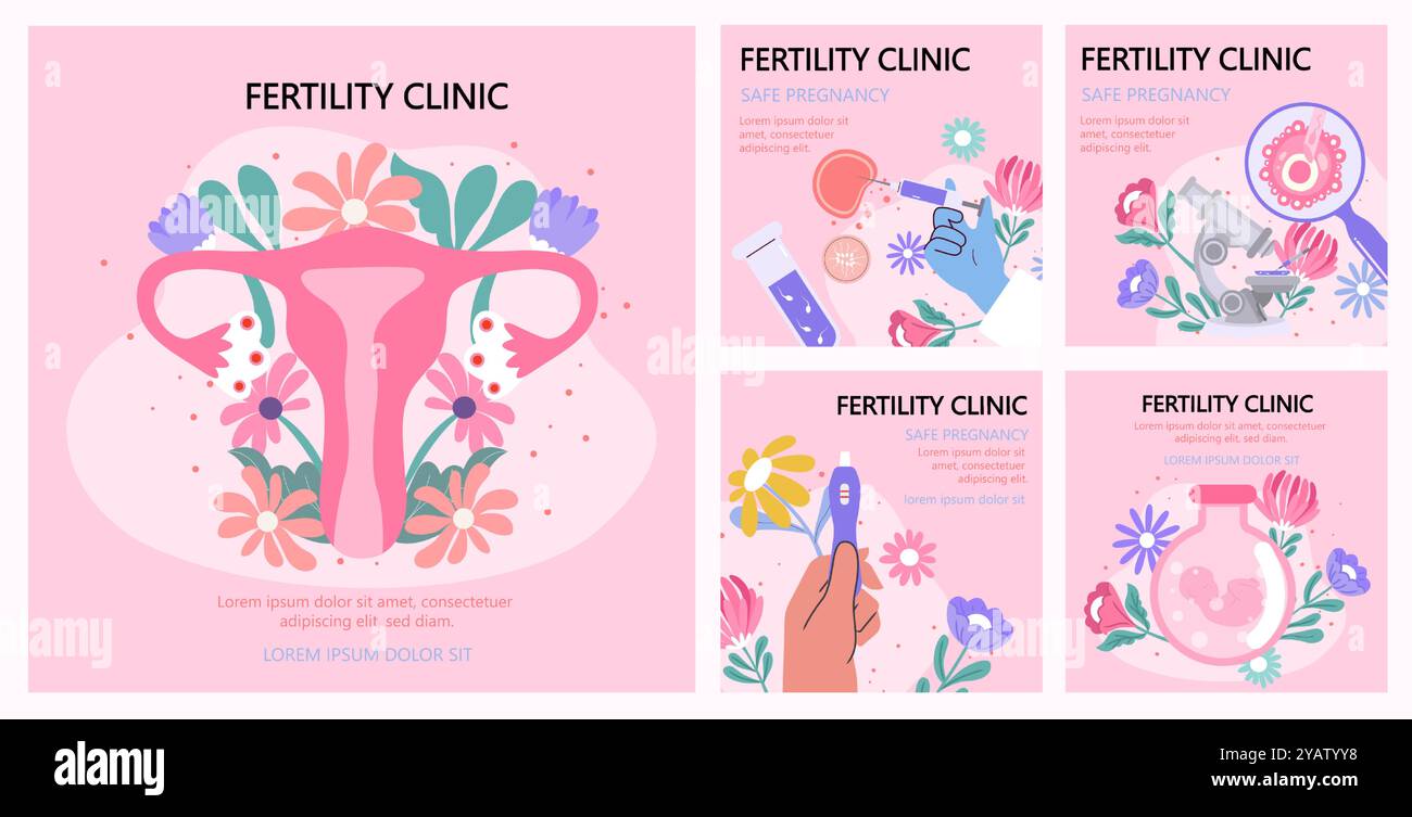 Fertility Clinic and Reproductive Health Illustrations. Vector ...