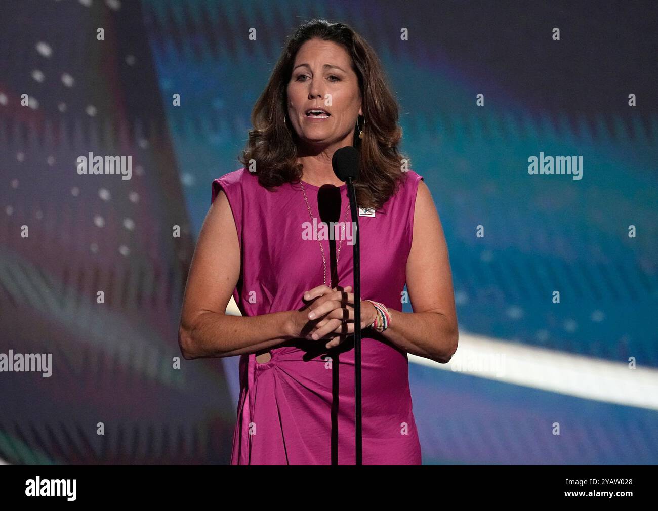 FILE - Former professional soccer player Julie Foudy presents the ...