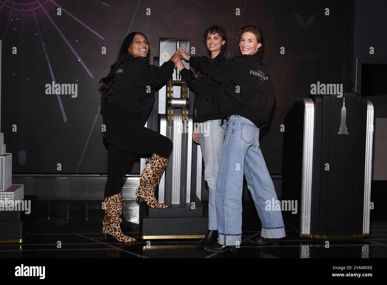 New York, USA. 08th Oct, 2024. (L-R) Models Paloma Elsesser, Taylor ...