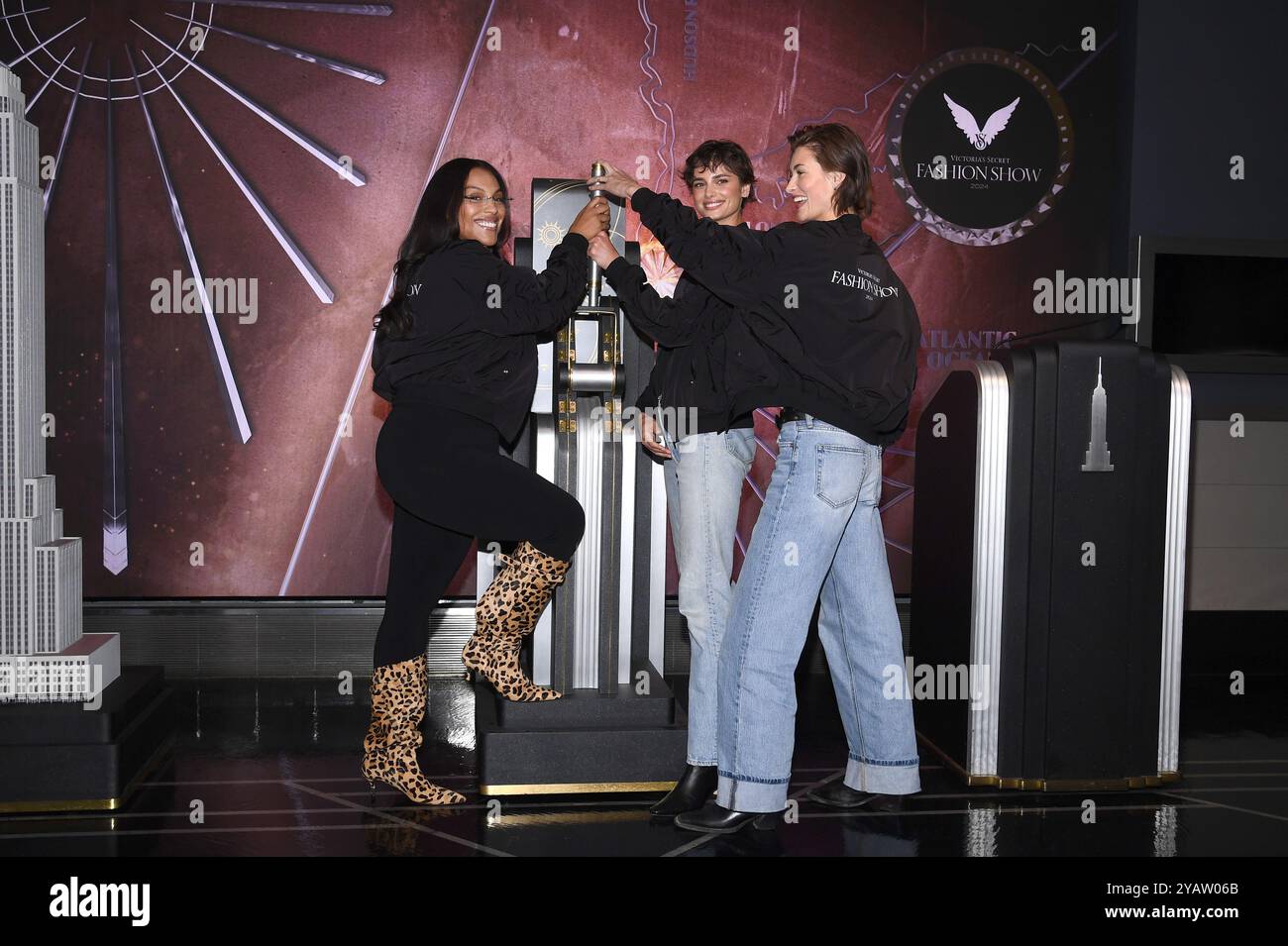 New York, USA. 08th Oct, 2024. (L-R) Models Paloma Elsesser, Taylor ...