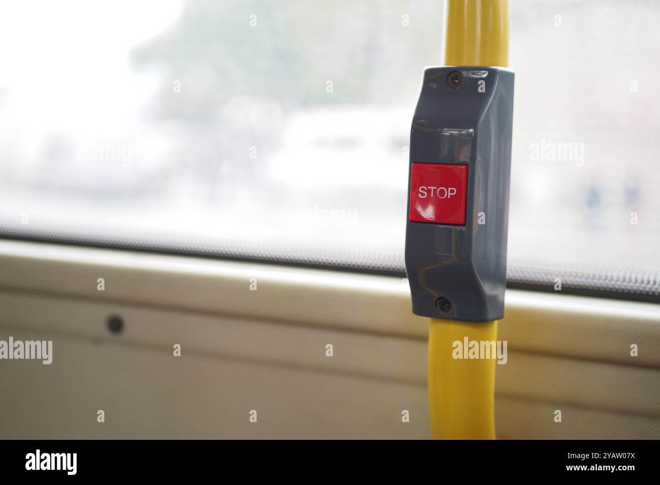 Closeup of Bus bell switch for stop inside the public bus Stock Photo ...
