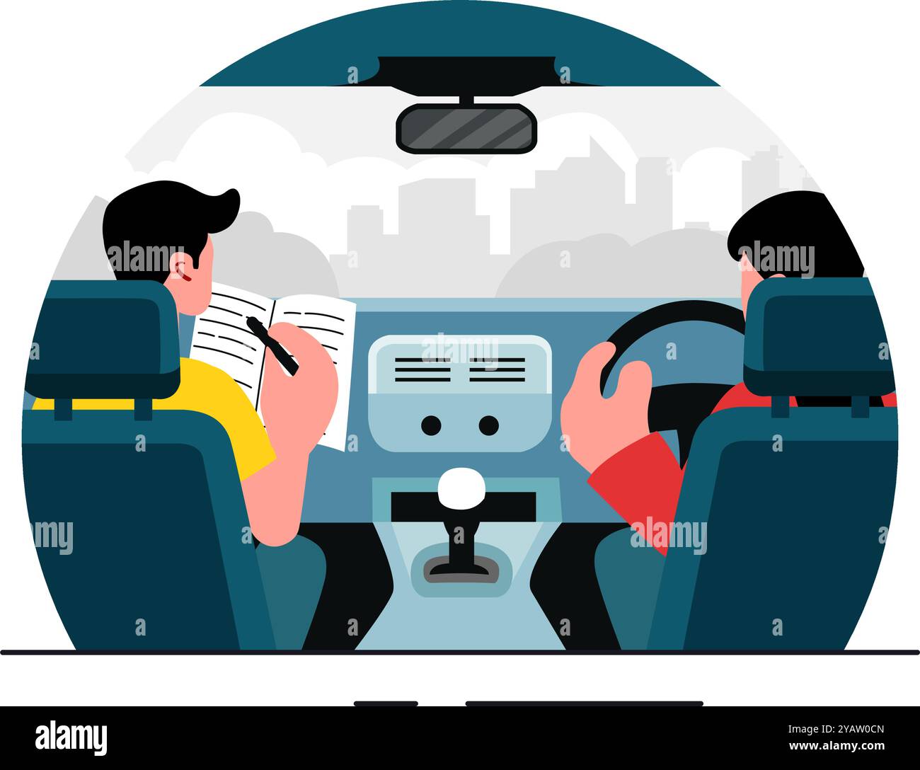Driving School Vector Illustration Featuring the Educational Process of ...