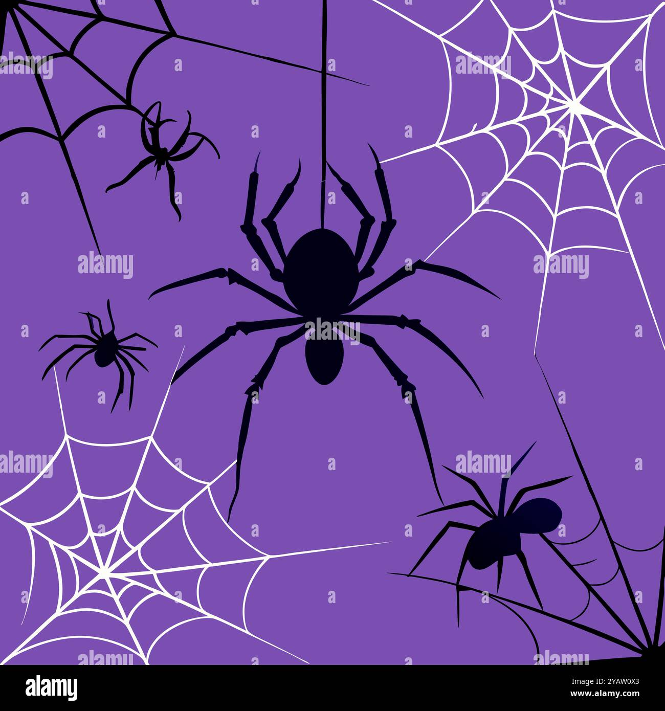 Halloween Spider Web Silhouette on Purple Background for Halloween ...