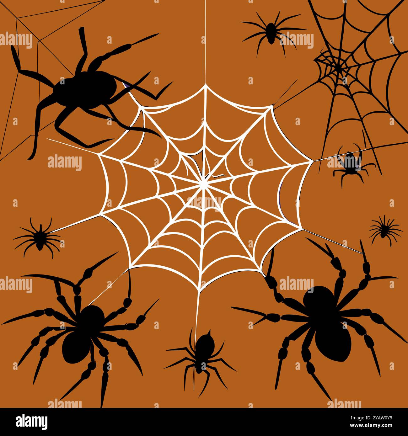 Spooky Halloween Spider Web Design on red Background for Halloween ...