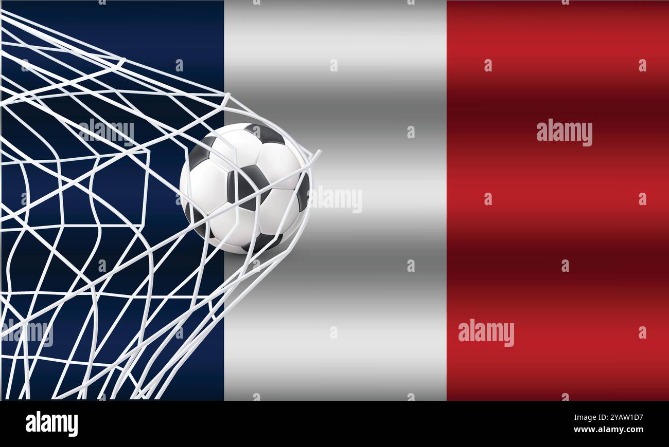 France flag with a soccer ball in a net. Soccer goal. Vector ...