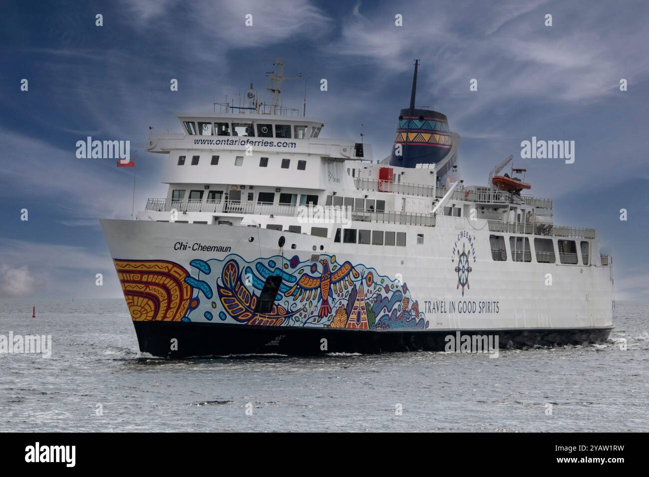The ferry pulling in to South Baymouth, Manitoulin Island Stock Photo ...