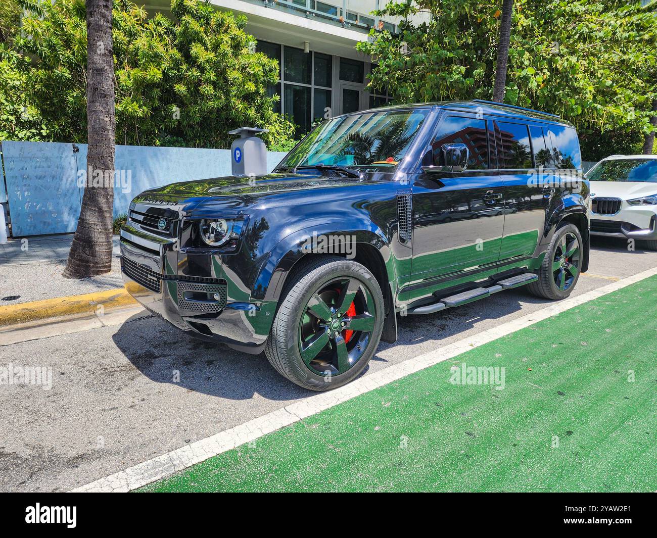 Miami Beach, Florida USA - June 8, 2024: 2024 Land Rover Defender suv ...