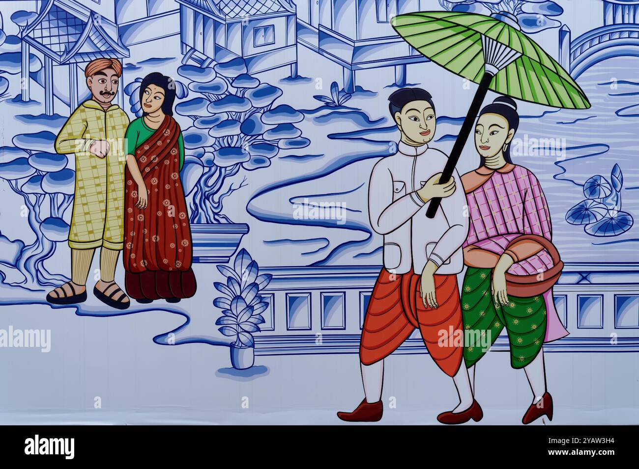 Mural at Klong Ong Ang Walking Street in Pahurat/Chinatown area of ...