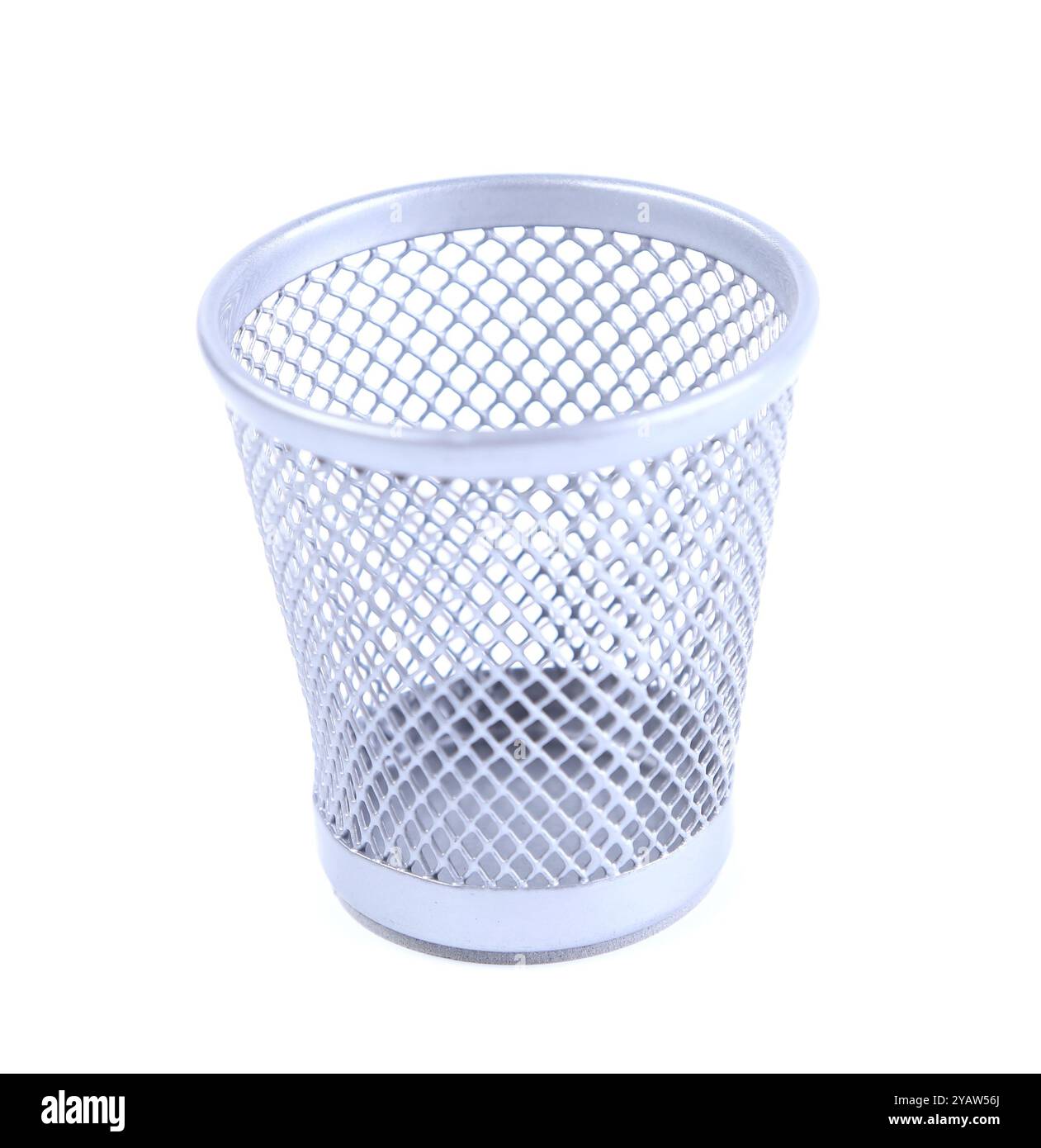 Empty pen and pencil holder. Isolated on white background Stock Photo ...