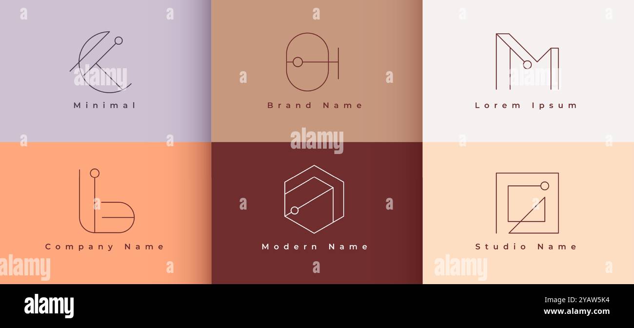 geometric style elegant corporate identity logo pastel template design ...