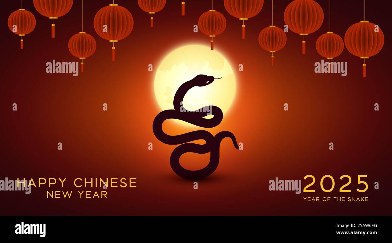 Chinese new year, year of the snake banner template design.Happy ...