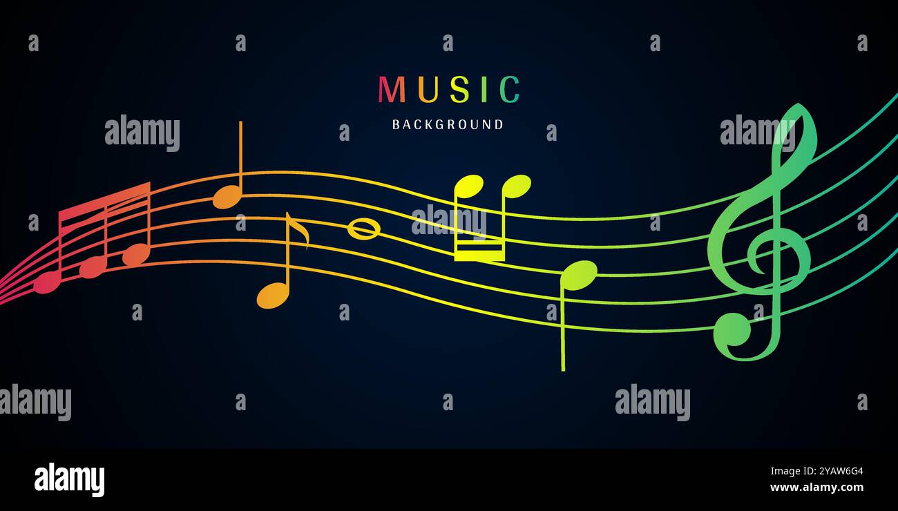 Music notes, song, melody or tune neon realistic vector icon for ...