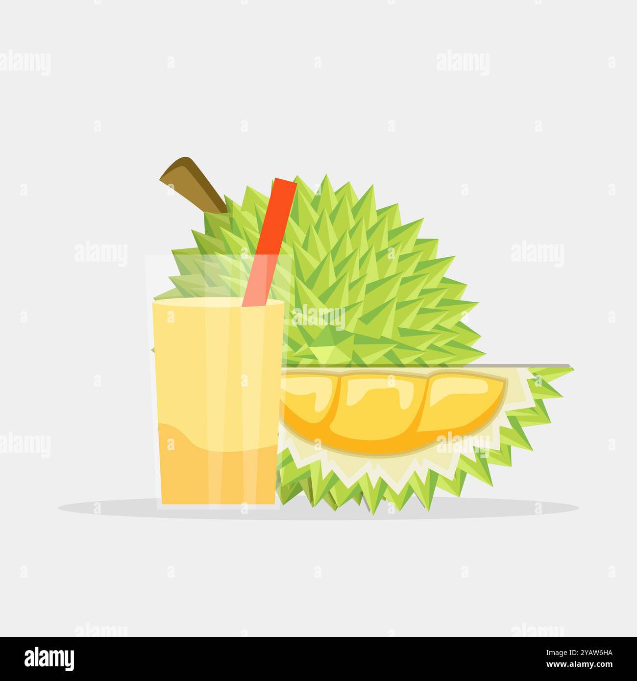 durian fruit and juice durian illustration design in flat style Stock ...