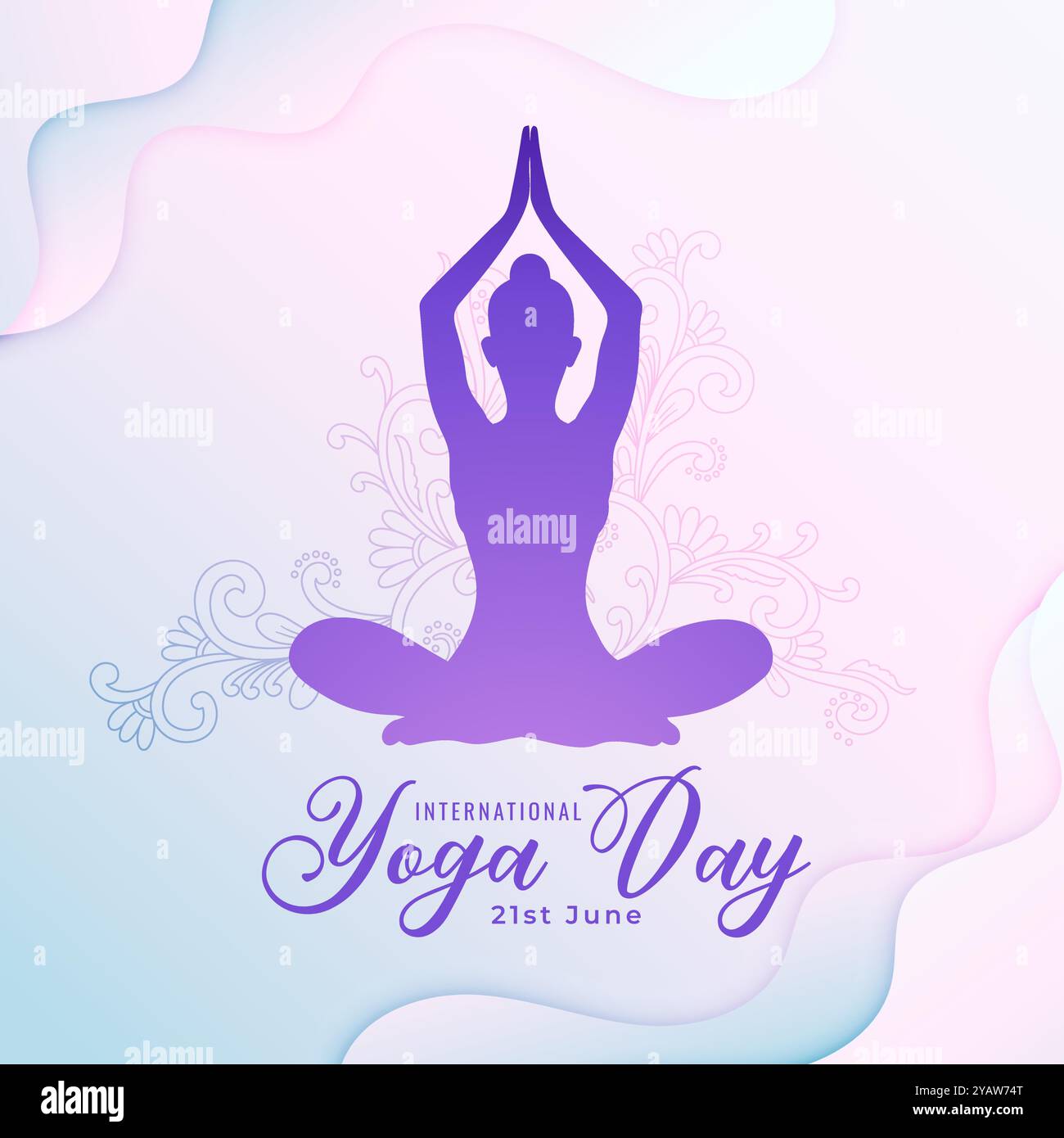 artistic international yoga day poster, woman in yoga body posture ...