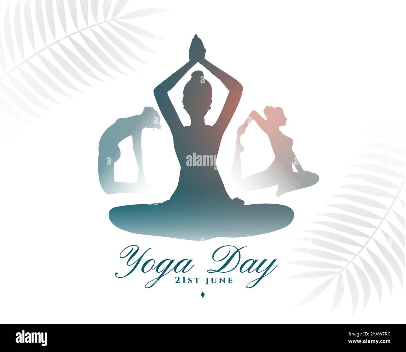 world yoga day poster woman in different yoga posture with leaves ...