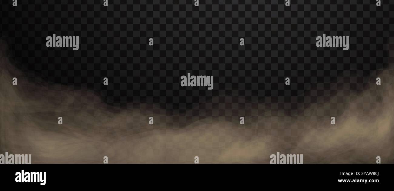 Dust clouds pollution. Flying sand or dirty smoke isolated on dark ...