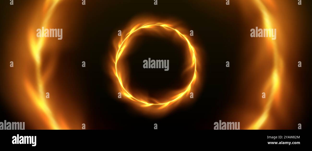Fire ring frame. Flame effect in circle. Magic circular glow and burn ...