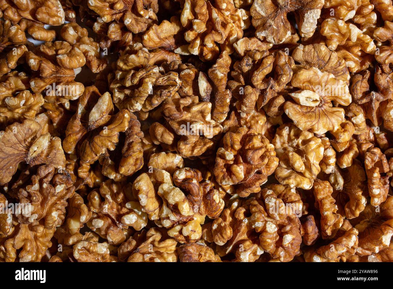 Scattered Shelled Walnuts. Background from Walnut. Natural High-Calorie ...