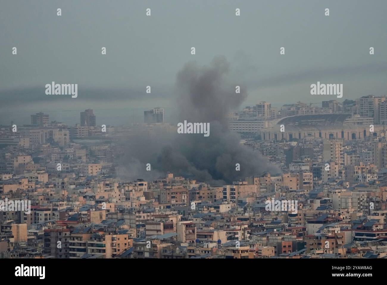 Smoke rise from Israeli airstrikes on Dahiyeh, Beirut's southern ...