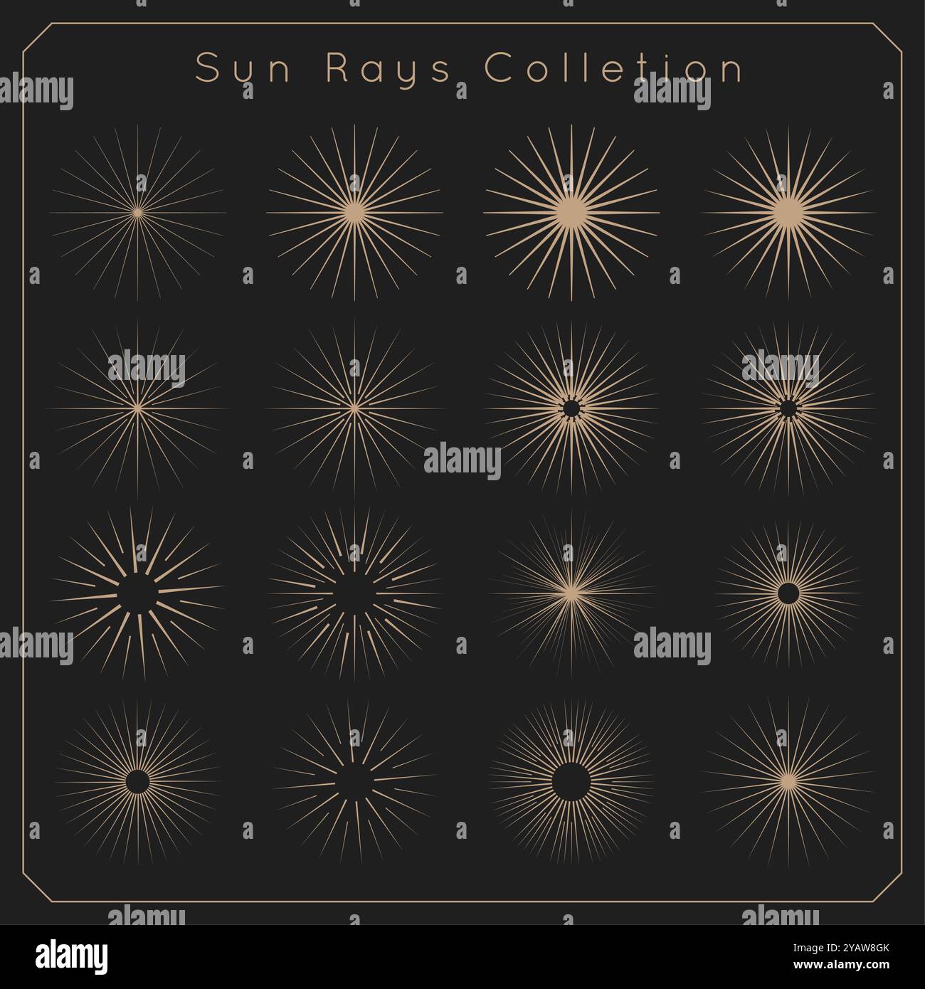 vintage style set of bursting sun rays icon in set vector Stock Vector ...
