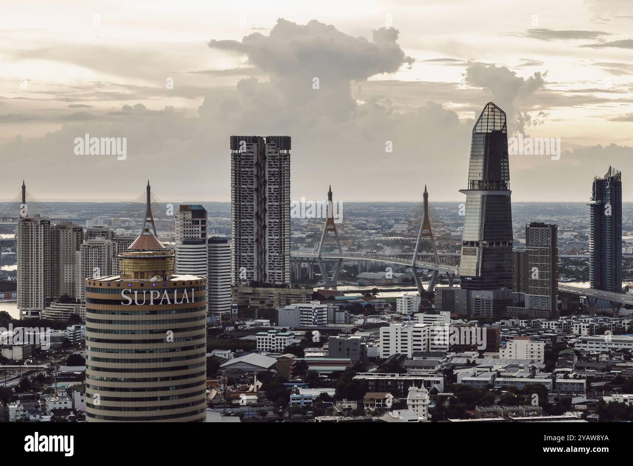 Bangkok, Thailand - 13 Oct, 2024 - Aerial view of KingBridge tower ...