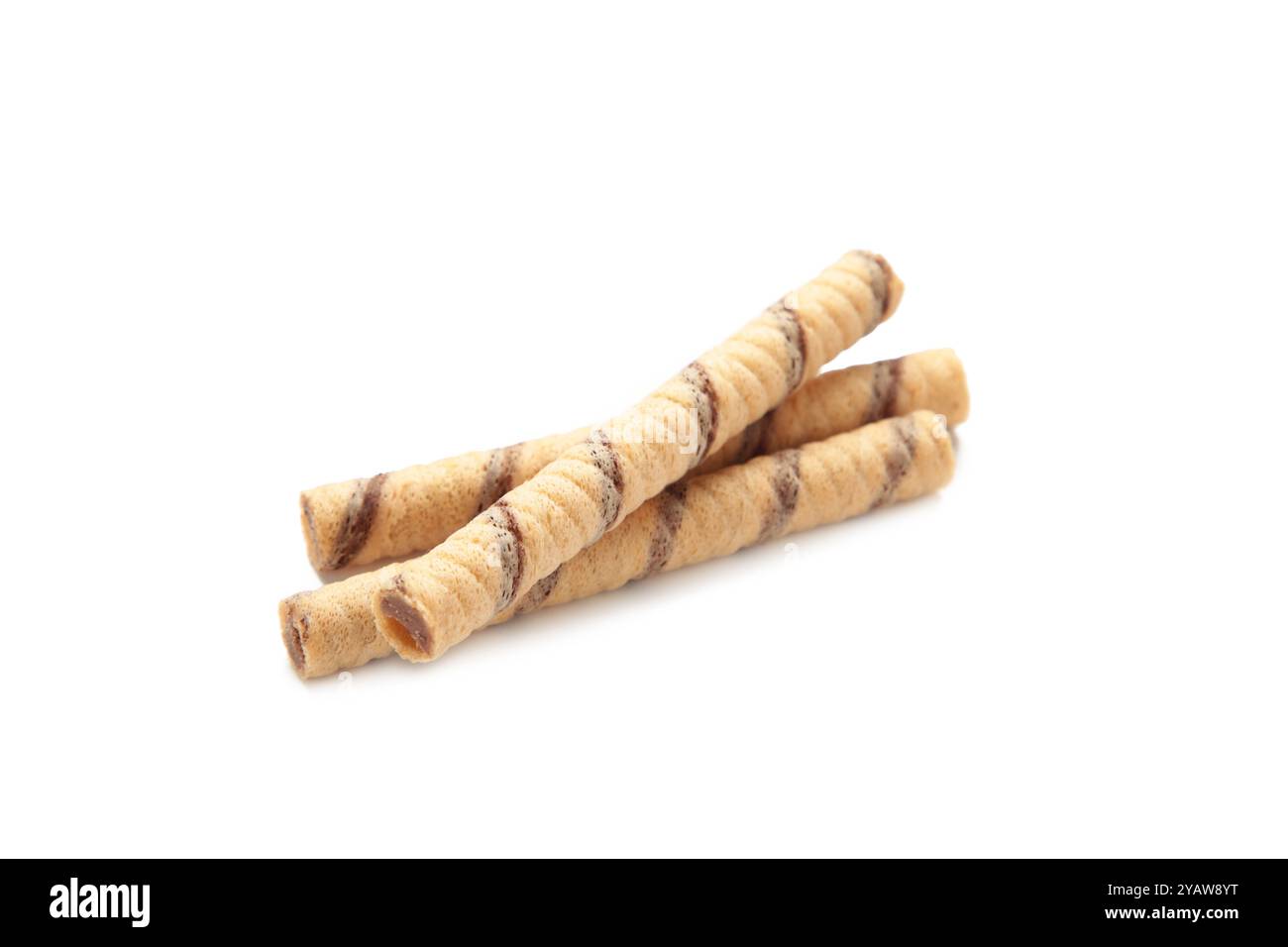 Wafer roll sticks cream rolls isolated on white background. Top view ...