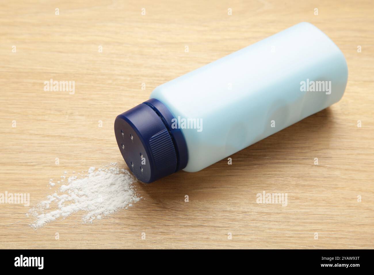 Baby powder on light background. Baby cosmetics. Top view Stock Photo ...