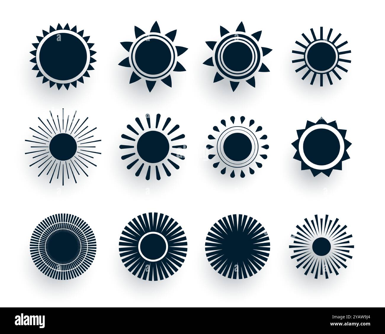 Collection sunburst sign silhouette Cut Out Stock Images & Pictures - Alamy