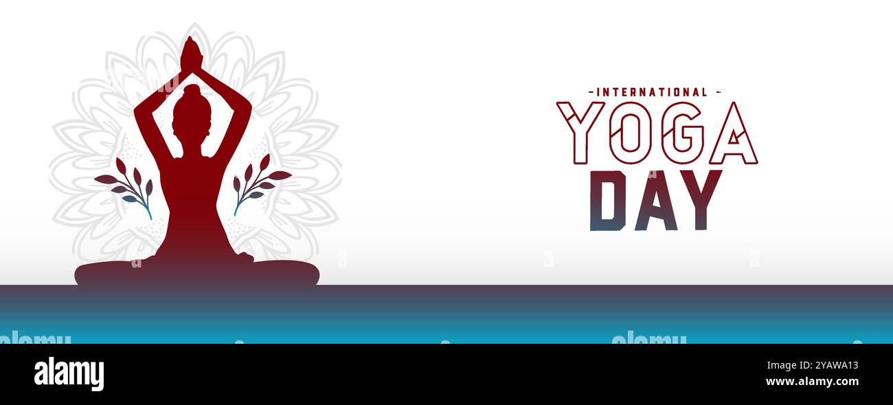 2024 international yoga day banner woman doing asana with leave vector ...
