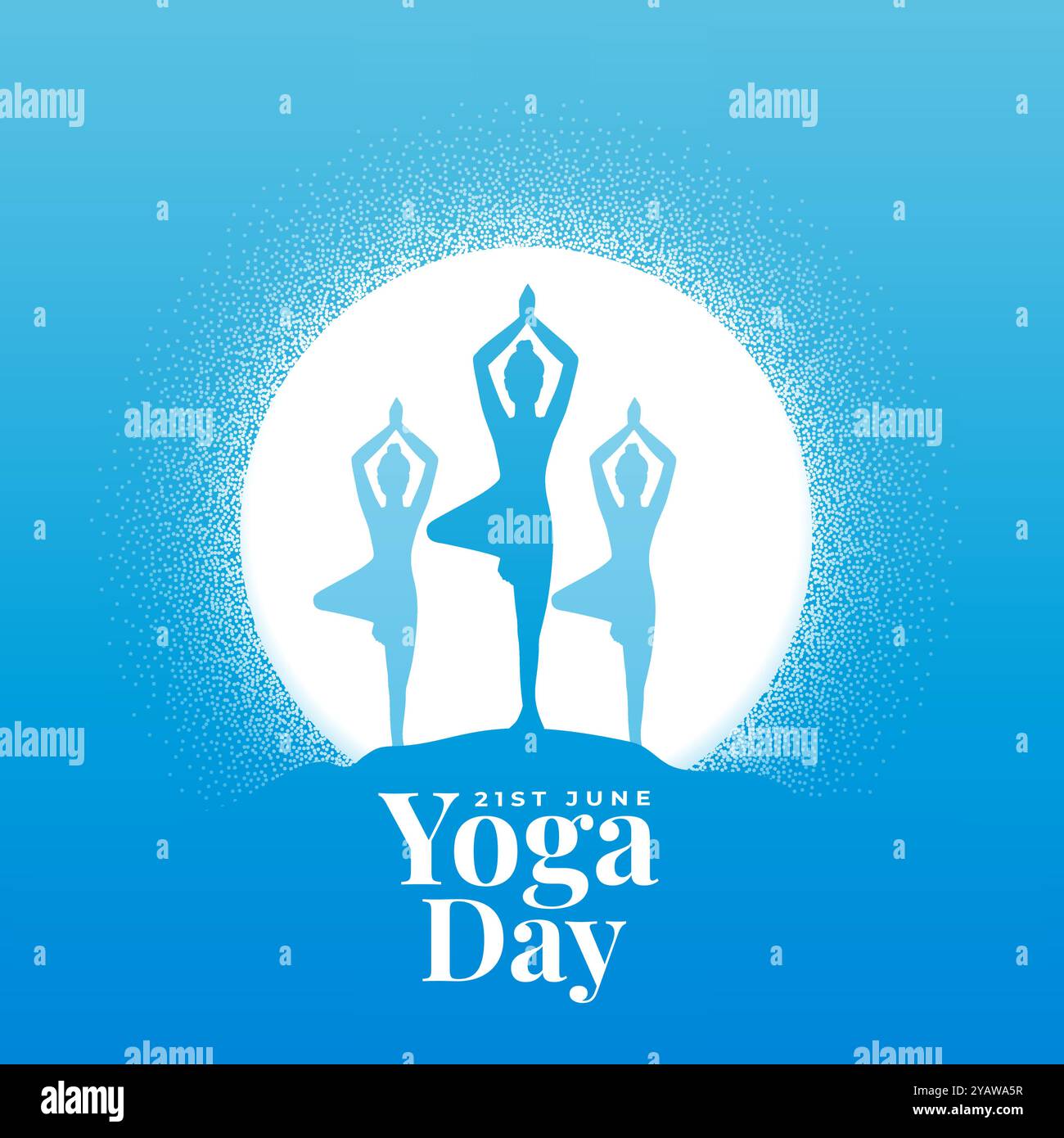 elegant yoga day blue background woman in different yoga posture vector ...