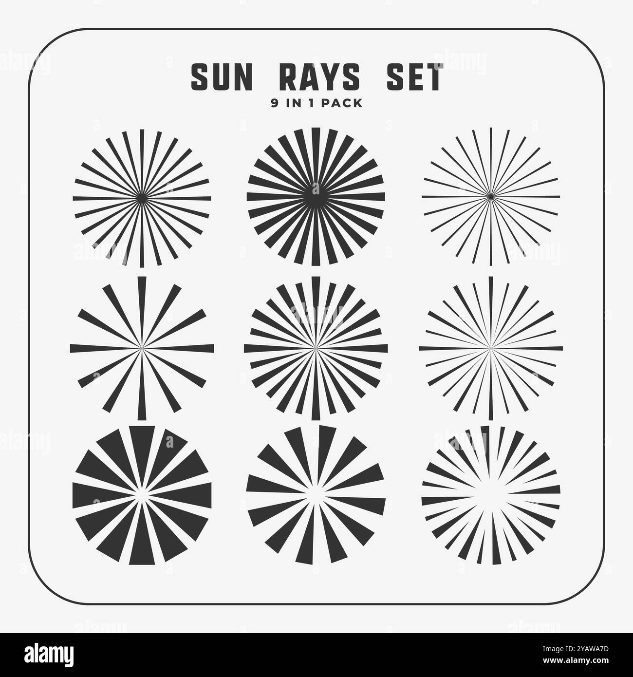 set of bursting sun rays symbol in black color vector Stock Vector ...