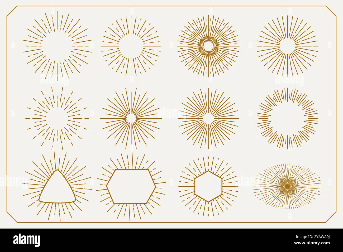 collection of golden linear sunburst symbol design vector Stock Vector ...