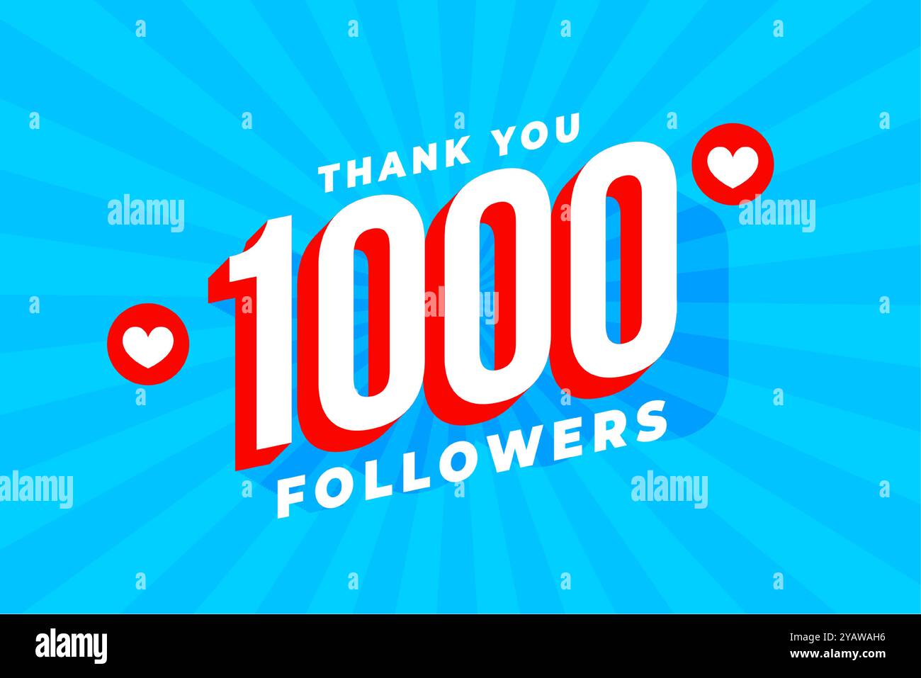 thank you 1k or 1000 social media followers network background in 3d style vector Stock Vector ...