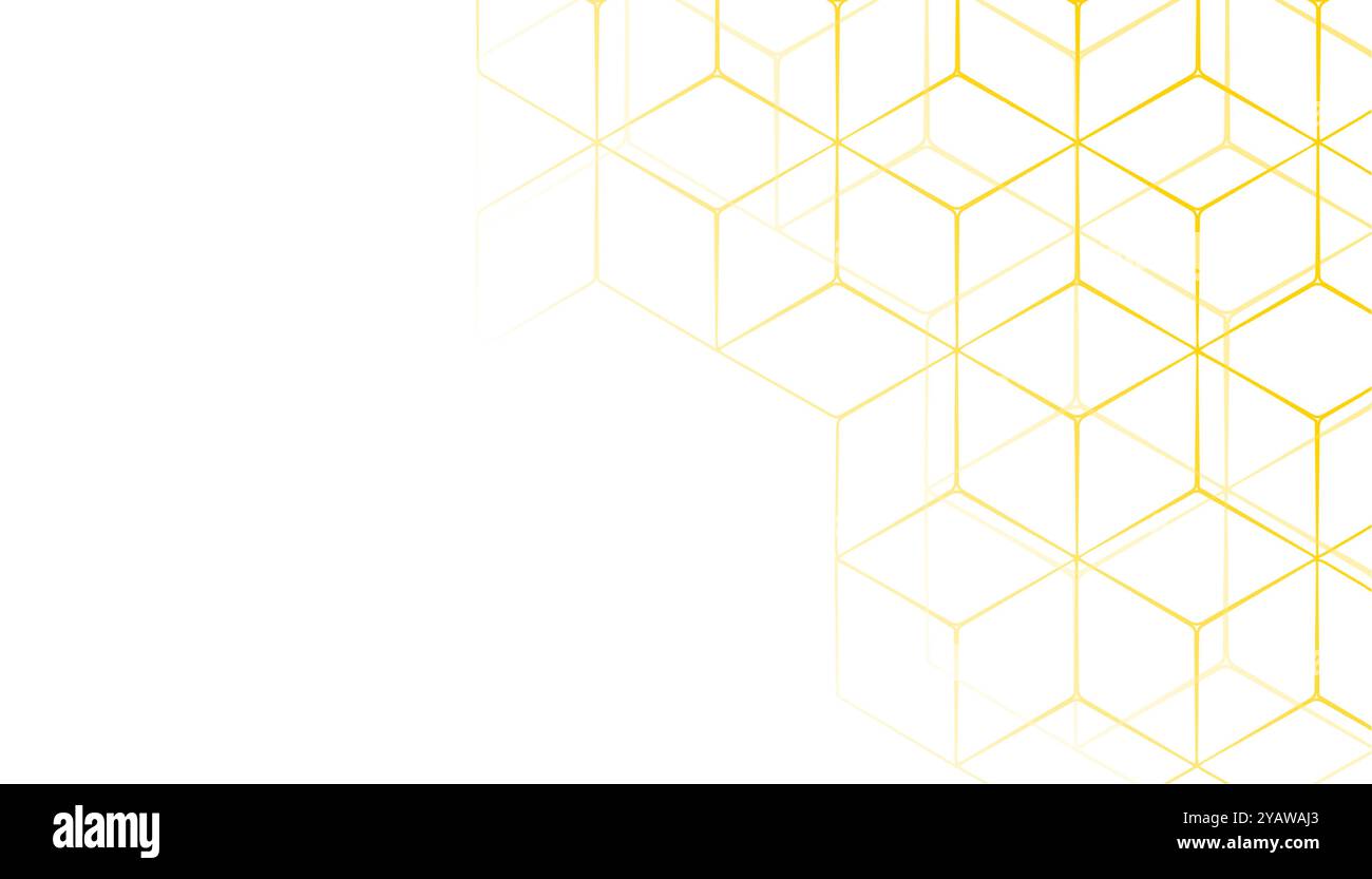 white background with yellow hexagonal pattern shape vector Stock ...