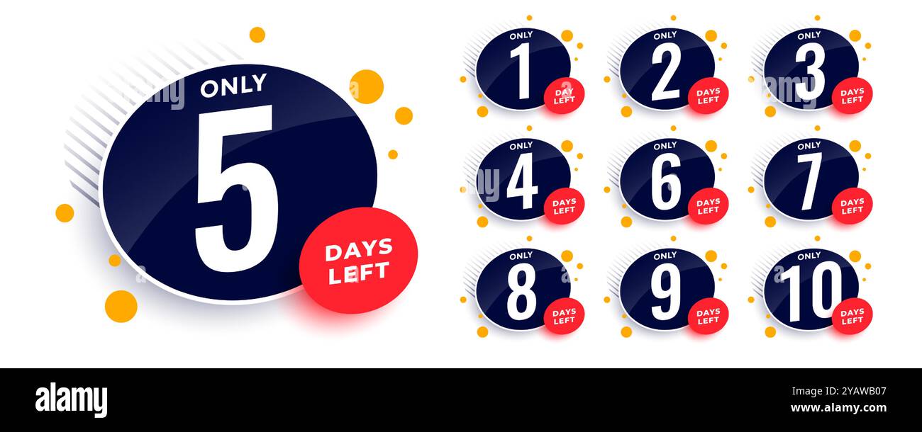 Online Sale Countdown Timer With Number Of Days Left Badge Vector Stock