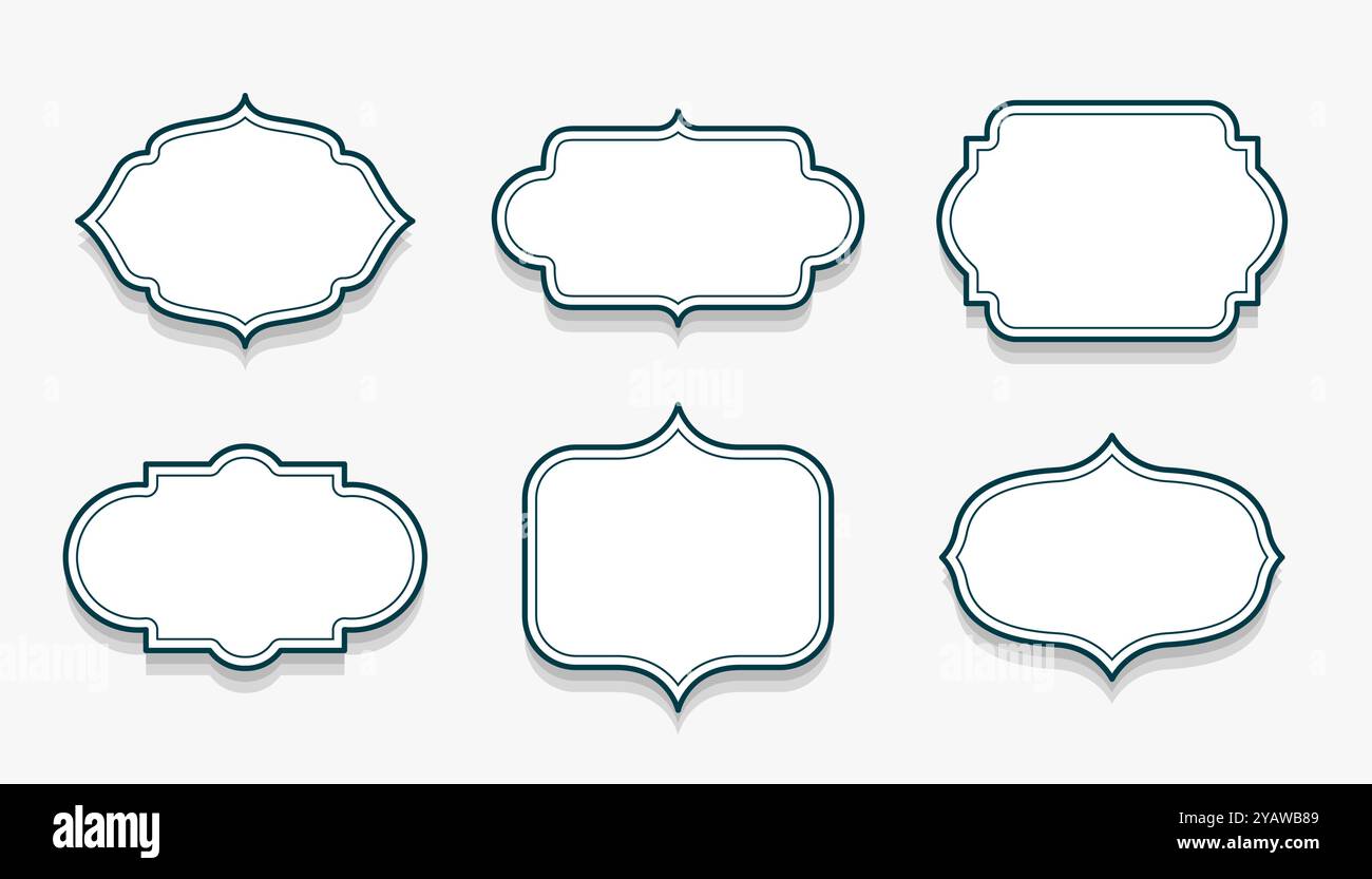 collection of empty vintage frame sticker design vector Stock Vector ...