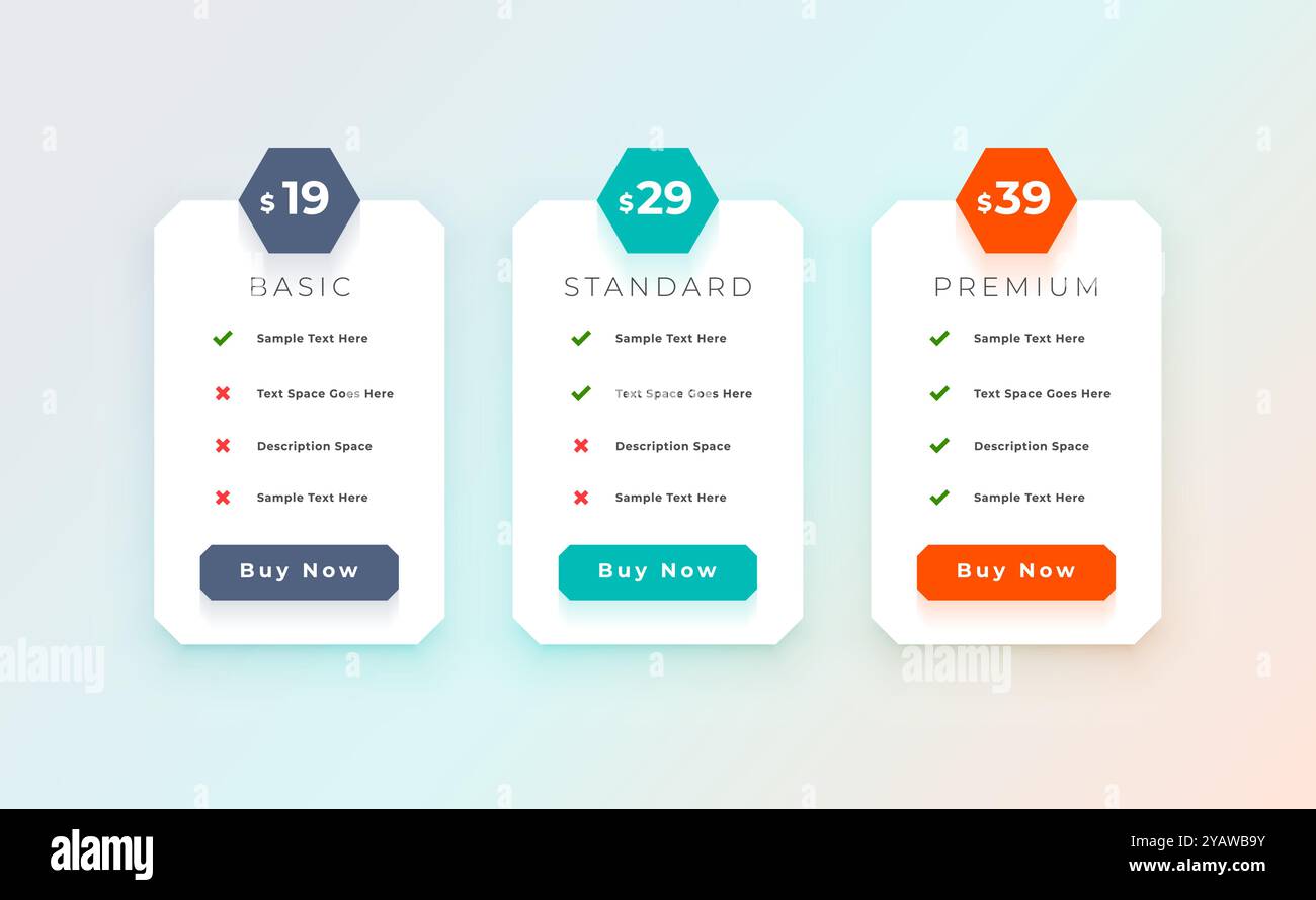 three subscription option price plan layout design vector Stock Vector ...