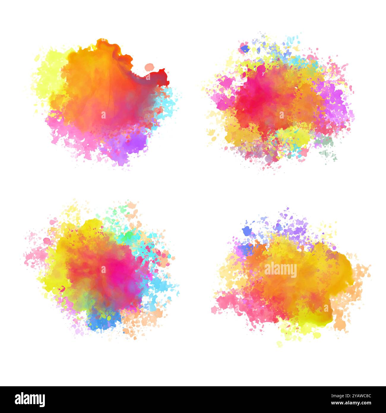 wet and messy paint splatter background in pack of four vector Stock ...