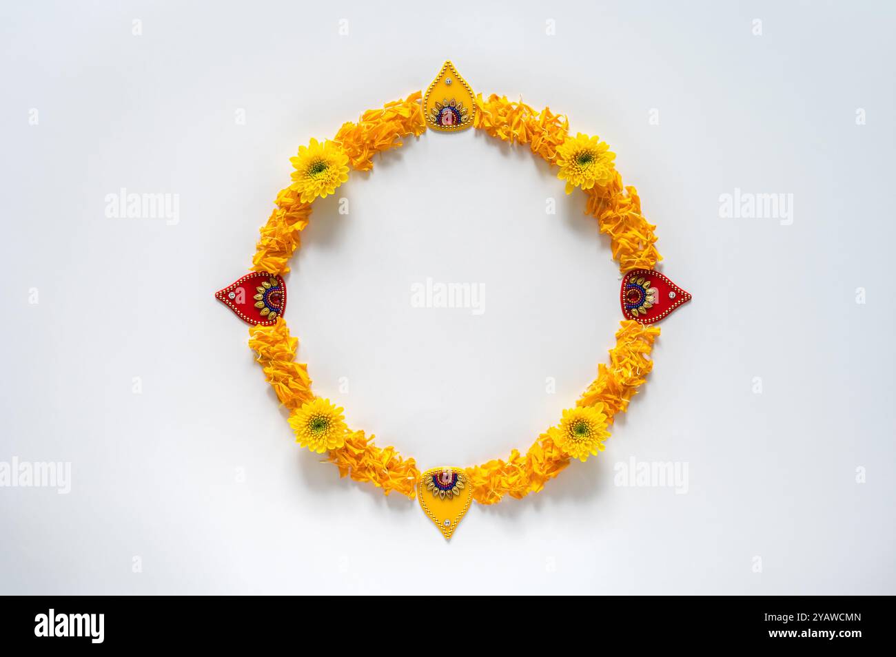 Decorative orange color marigold flowers and petals rangoli for Diwali ...